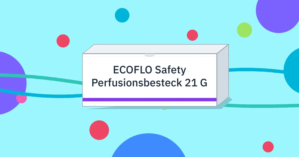 Symbolbild: Packung mit der Aufschrift ECOFLO Safety Perfusionsbesteck 21 G (PZN 19888459) – Verfügbarkeit und Bezug in Apotheken in Frankfurt am Main