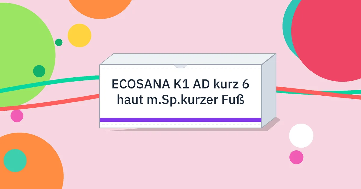 Symbolbild: Packung mit der Aufschrift ECOSANA K1 AD kurz 6 haut m.Sp.kurzer Fuß (PZN 04725355) – Verfügbarkeit und Bezug in Apotheken in Frankfurt am Main