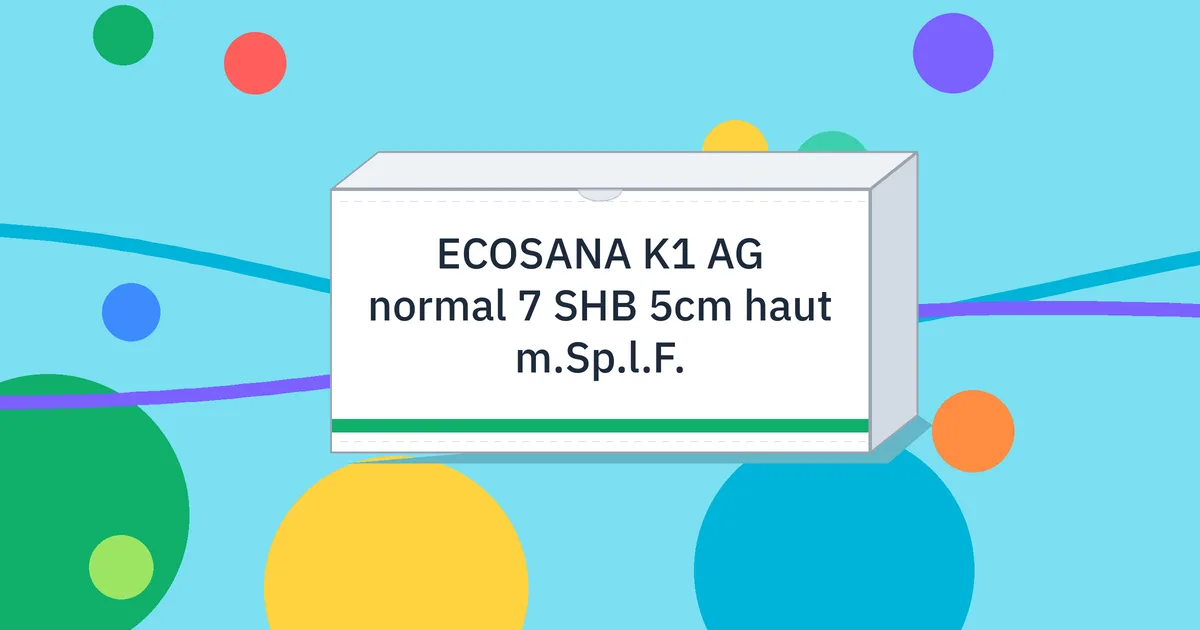 Symbolbild: Packung mit der Aufschrift ECOSANA K1 AG normal 7 SHB 5cm haut m.Sp.l.F. (PZN 04730907) – Verfügbarkeit und Bezug in Apotheken in Frankfurt am Main