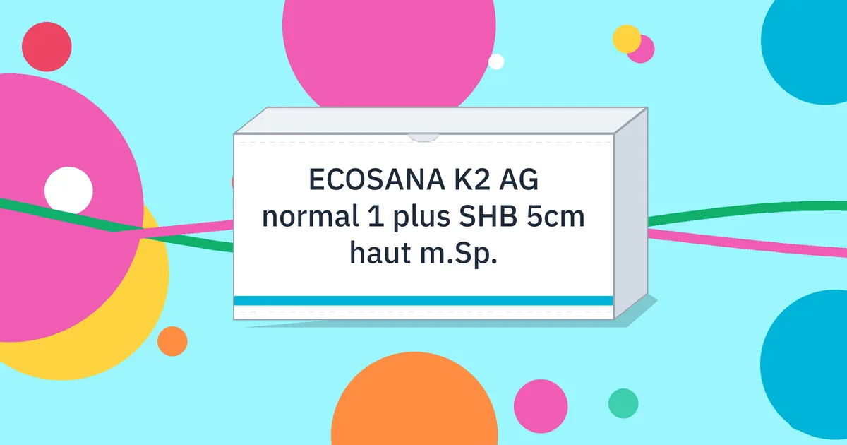 Symbolbild: Packung mit der Aufschrift ECOSANA K2 AG normal 1 plus SHB 5cm haut m.Sp. (PZN 01387219) – Verfügbarkeit und Bezug in Apotheken in Frankfurt am Main