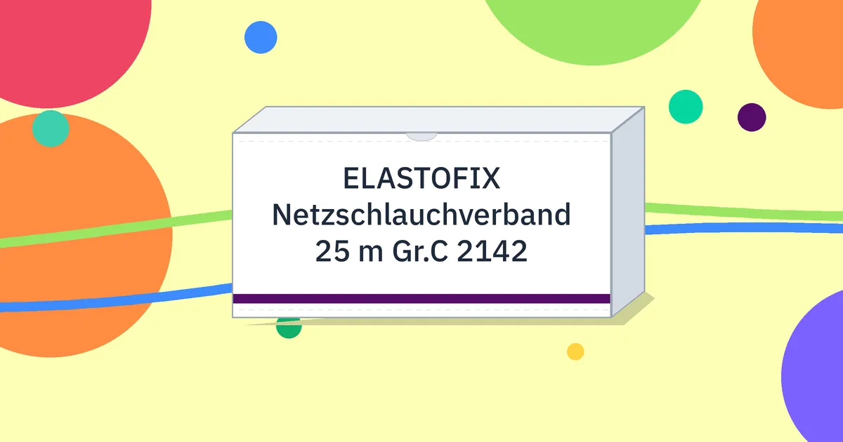 Symbolbild: Packung mit der Aufschrift ELASTOFIX Netzschlauchverband 25 m Gr.C 2142 (PZN 01011307) – Verfügbarkeit und Bezug in Apotheken in Frankfurt am Main