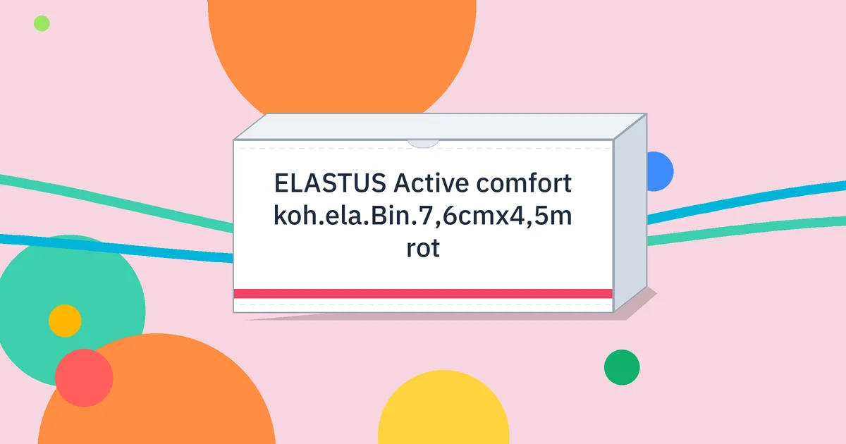 Symbolbild: Packung mit der Aufschrift ELASTUS Active comfort koh.ela.Bin.7,6cmx4,5m rot (PZN 18489384) – Verfügbarkeit und Bezug in Apotheken in Frankfurt am Main
