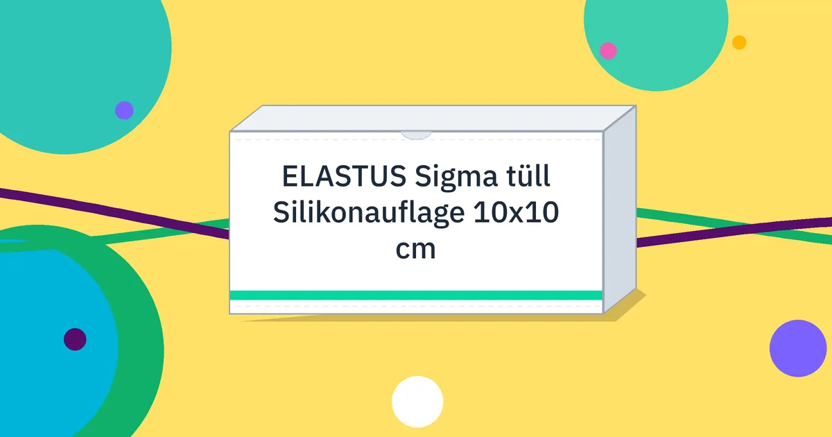 Symbolbild: Packung mit der Aufschrift ELASTUS Sigma tüll Silikonauflage 10x10 cm (PZN 16678626) – Verfügbarkeit und Bezug in Apotheken in Frankfurt am Main