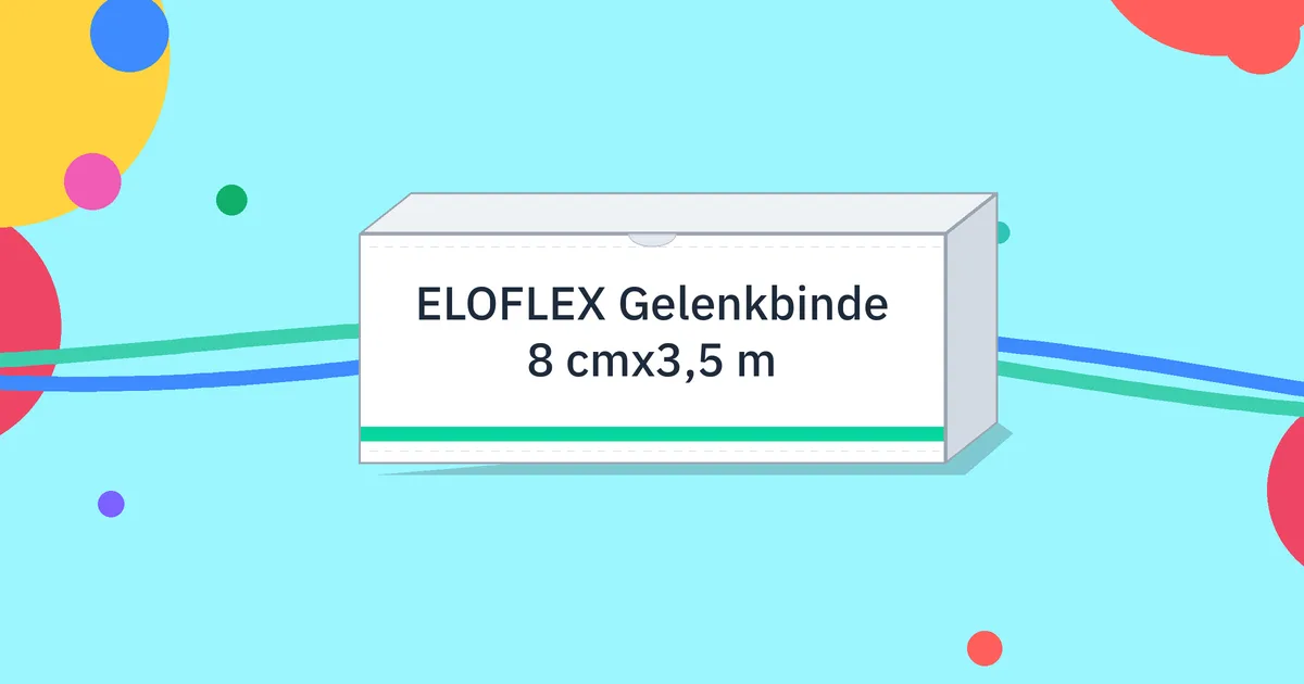 Symbolbild: Packung mit der Aufschrift ELOFLEX Gelenkbinde 8 cmx3,5 m (PZN 00330571) – Verfügbarkeit und Bezug in Apotheken in Frankfurt am Main