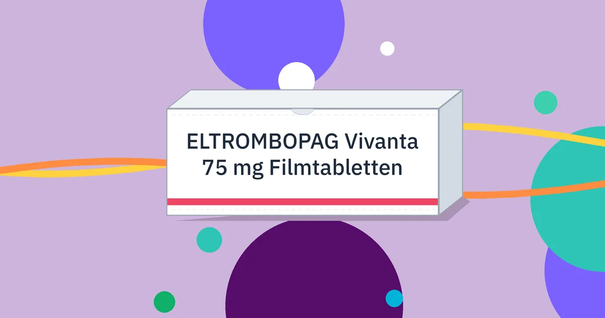Symbolbild: Packung mit der Aufschrift ELTROMBOPAG Vivanta 75 mg Filmtabletten (PZN 19831531) – Verfügbarkeit und Bezug in Apotheken in Frankfurt am Main