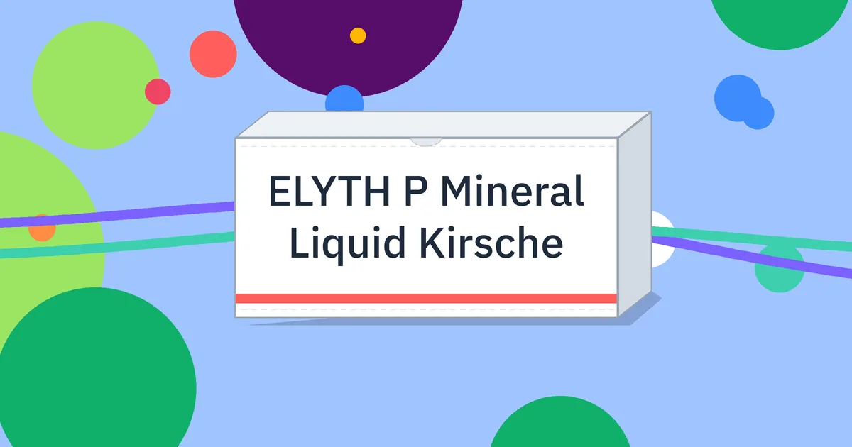 Symbolbild: Packung mit der Aufschrift ELYTH P Mineral Liquid Kirsche (PZN 03289478) – Verfügbarkeit und Bezug in Apotheken in Frankfurt am Main