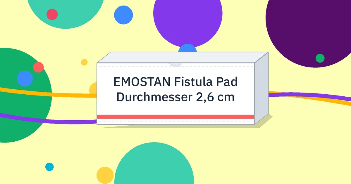 Symbolbild: Packung mit der Aufschrift EMOSTAN Fistula Pad Durchmesser 2,6 cm (PZN 12535723) – Verfügbarkeit und Bezug in Apotheken in Frankfurt am Main