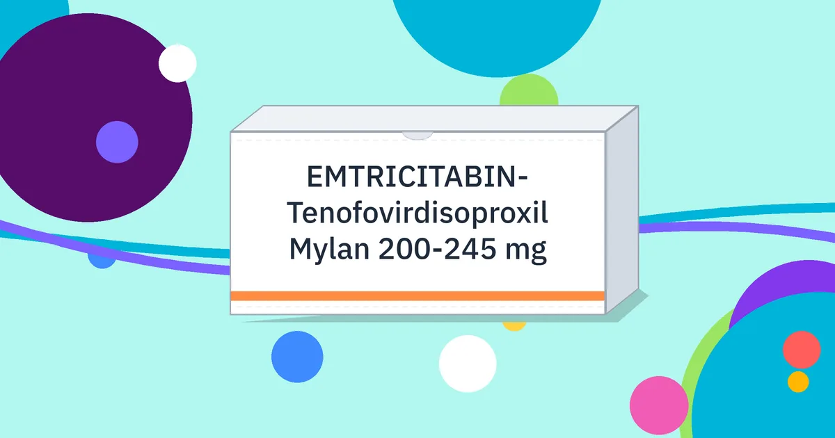 Symbolbild: Packung mit der Aufschrift EMTRICITABIN-Tenofovirdisoproxil Mylan 200-245 mg (PZN 12546796) – Verfügbarkeit und Bezug in Apotheken in Frankfurt am Main