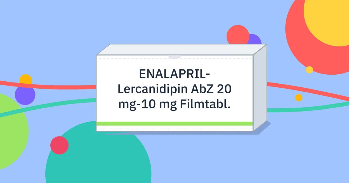Symbolbild: Packung mit der Aufschrift ENALAPRIL-Lercanidipin AbZ 20 mg-10 mg Filmtabl. (PZN 18708946) – Verfügbarkeit und Bezug in Apotheken in Frankfurt am Main