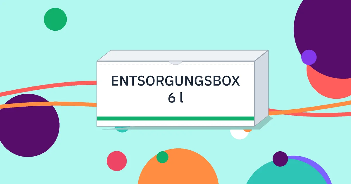 Symbolbild: Packung mit der Aufschrift ENTSORGUNGSBOX 6 l (PZN 09308521) – Verfügbarkeit und Bezug in Apotheken in Frankfurt am Main