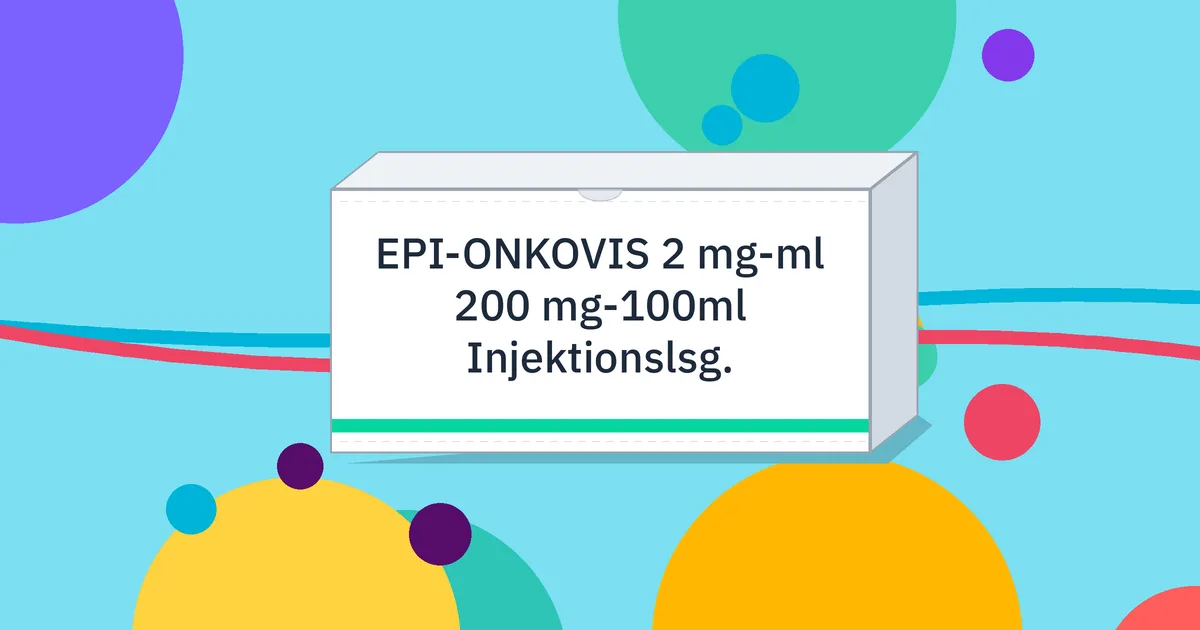 Symbolbild: Packung mit der Aufschrift EPI-ONKOVIS 2 mg-ml 200 mg-100ml Injektionslsg. (PZN 16817766) – Verfügbarkeit und Bezug in Apotheken in Frankfurt am Main