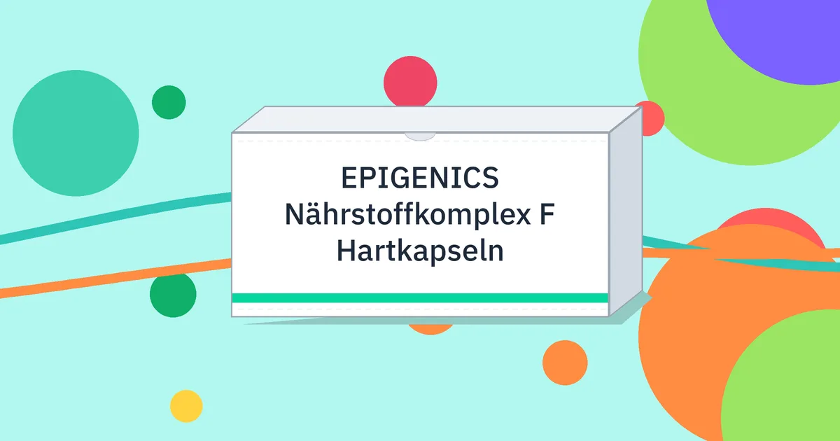 Symbolbild: Packung mit der Aufschrift EPIGENICS Nährstoffkomplex F Hartkapseln (PZN 18747432) – Verfügbarkeit und Bezug in Apotheken in Frankfurt am Main
