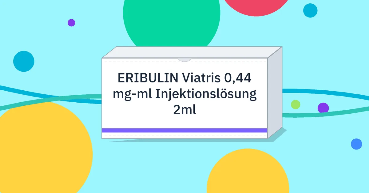 Symbolbild: Packung mit der Aufschrift ERIBULIN Viatris 0,44 mg-ml Injektionslösung 2ml (PZN 19284537) – Verfügbarkeit und Bezug in Apotheken in Frankfurt am Main