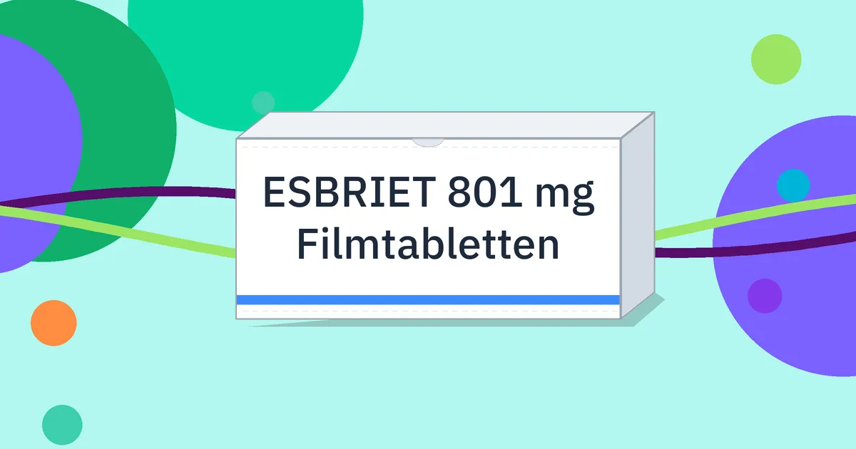 Symbolbild: Packung mit der Aufschrift ESBRIET 801 mg Filmtabletten (PZN 12906119) – Verfügbarkeit und Bezug in Apotheken in Frankfurt am Main