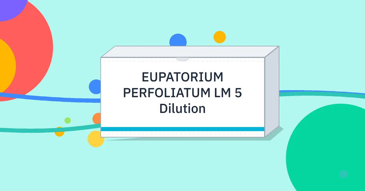 Symbolbild: Packung mit der Aufschrift EUPATORIUM PERFOLIATUM LM 5 Dilution (PZN 12846133) – Verfügbarkeit und Bezug in Apotheken in Frankfurt am Main