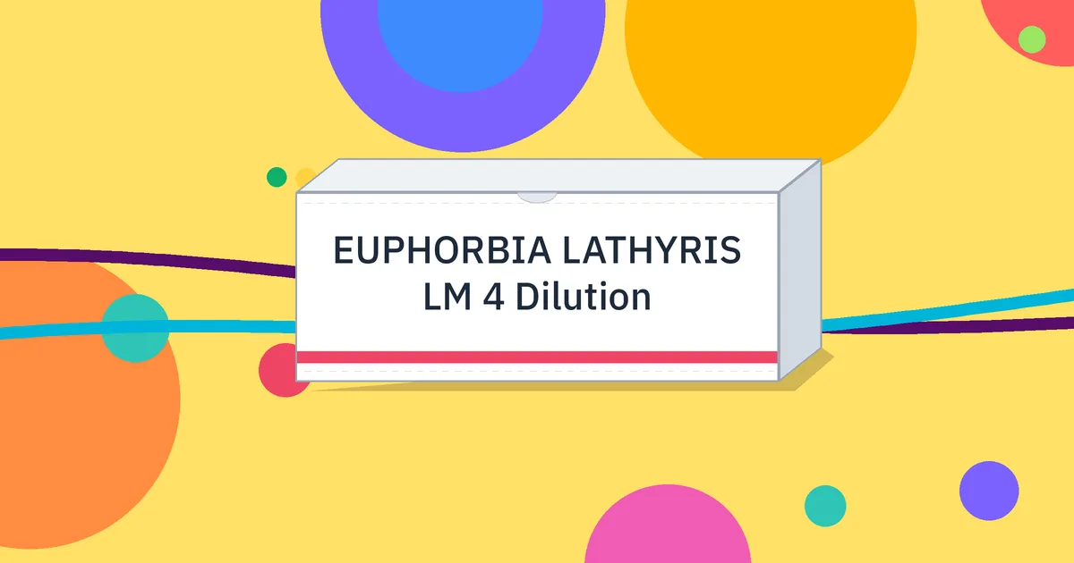 Symbolbild: Packung mit der Aufschrift EUPHORBIA LATHYRIS LM 4 Dilution (PZN 13482199) – Verfügbarkeit und Bezug in Apotheken in Frankfurt am Main