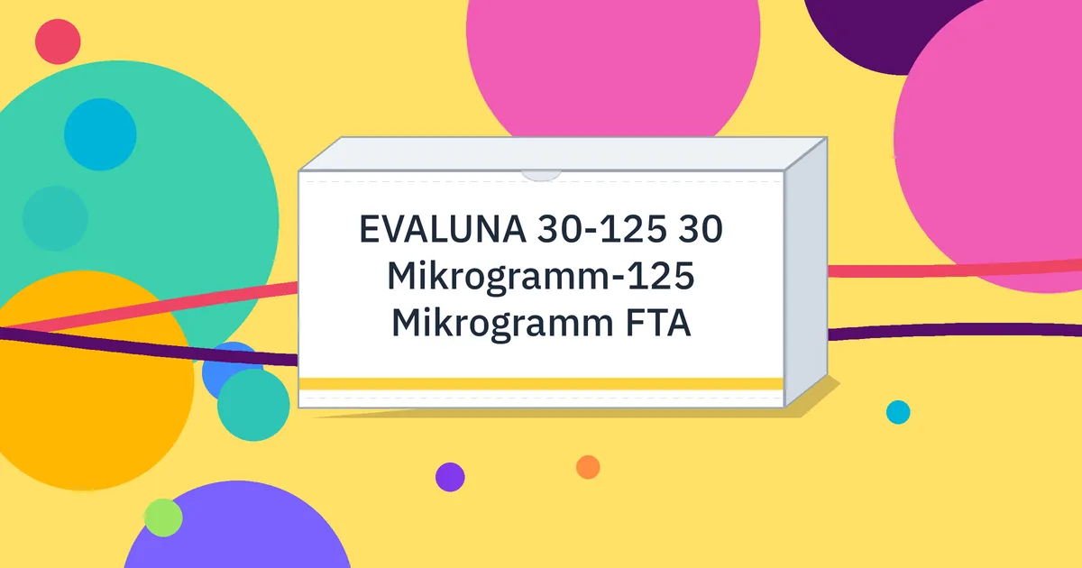 Symbolbild: Packung mit der Aufschrift EVALUNA 30-125 30 Mikrogramm-125 Mikrogramm FTA (PZN 12395162) – Verfügbarkeit und Bezug in Apotheken in Frankfurt am Main