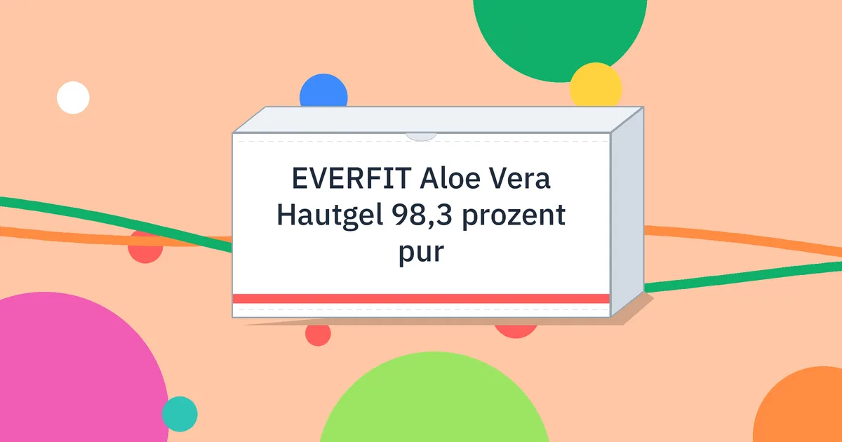 Symbolbild: Packung mit der Aufschrift EVERFIT Aloe Vera Hautgel 98,3 prozent pur (PZN 16657357) – Verfügbarkeit und Bezug in Apotheken in Frankfurt am Main