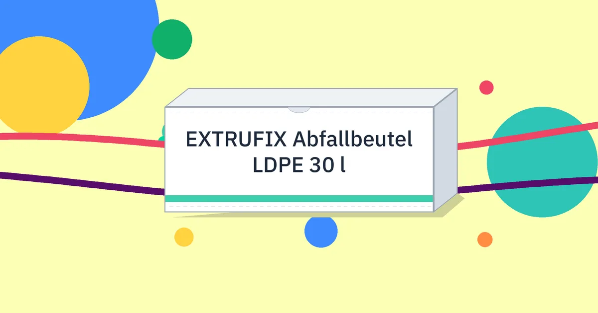 Symbolbild: Packung mit der Aufschrift EXTRUFIX Abfallbeutel LDPE 30 l (PZN 16619977) – Verfügbarkeit und Bezug in Apotheken in Frankfurt am Main