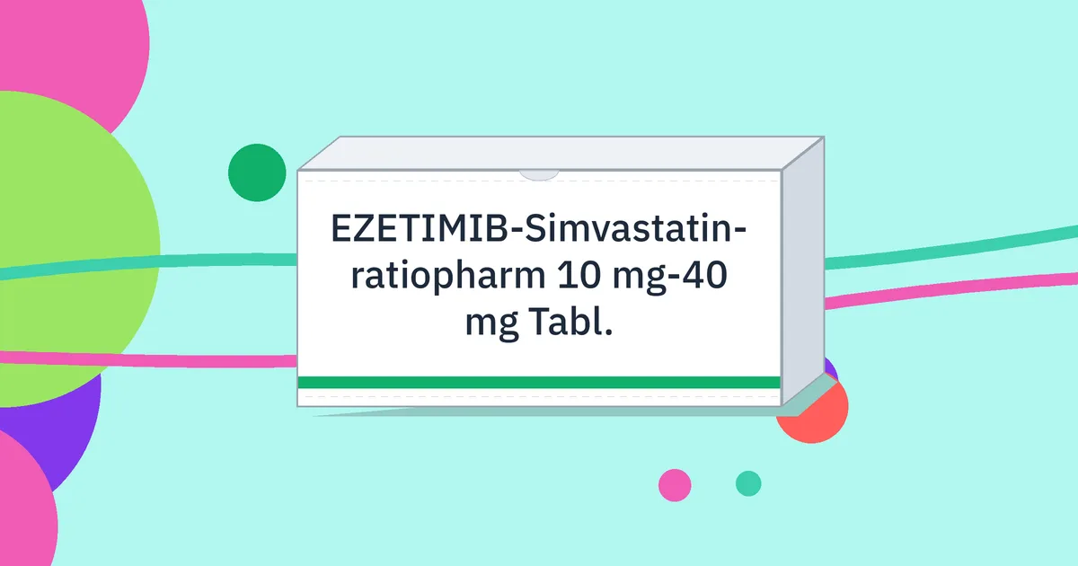 Symbolbild: Packung mit der Aufschrift EZETIMIB-Simvastatin-ratiopharm 10 mg-40 mg Tabl. (PZN 20604697) – Verfügbarkeit und Bezug in Apotheken in Frankfurt am Main