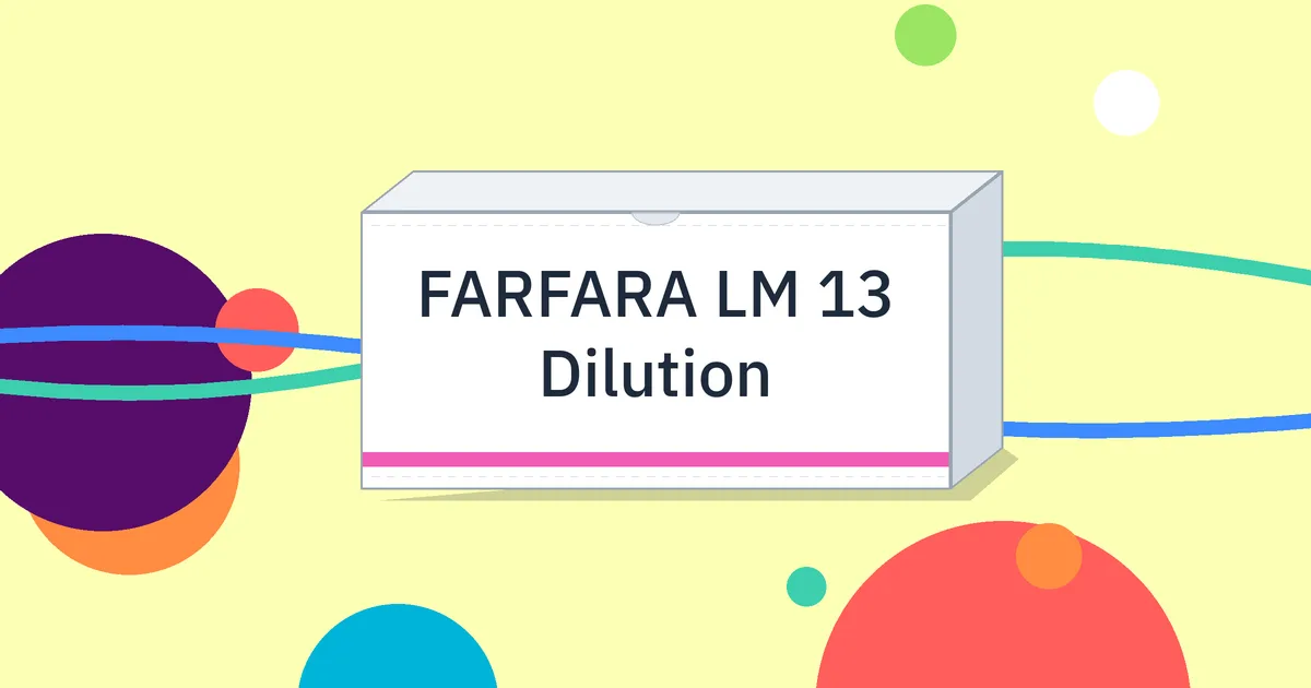 Symbolbild: Packung mit der Aufschrift FARFARA LM 13 Dilution (PZN 13487446) – Verfügbarkeit und Bezug in Apotheken in Frankfurt am Main