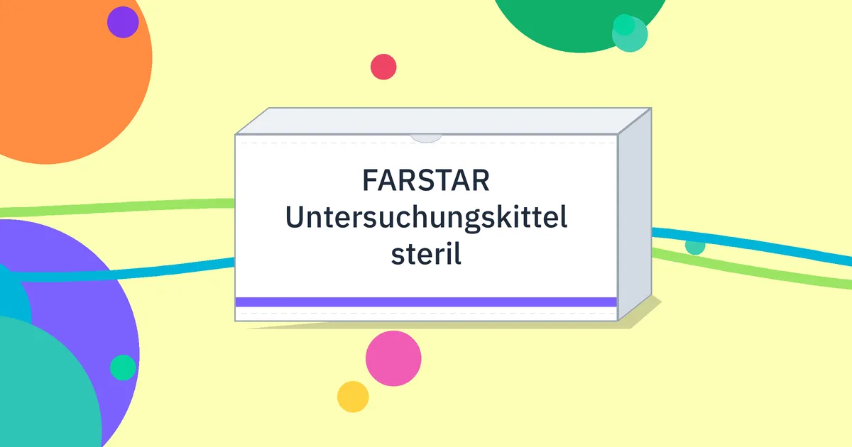 Symbolbild: Packung mit der Aufschrift FARSTAR Untersuchungskittel steril (PZN 09621146) – Verfügbarkeit und Bezug in Apotheken in Frankfurt am Main