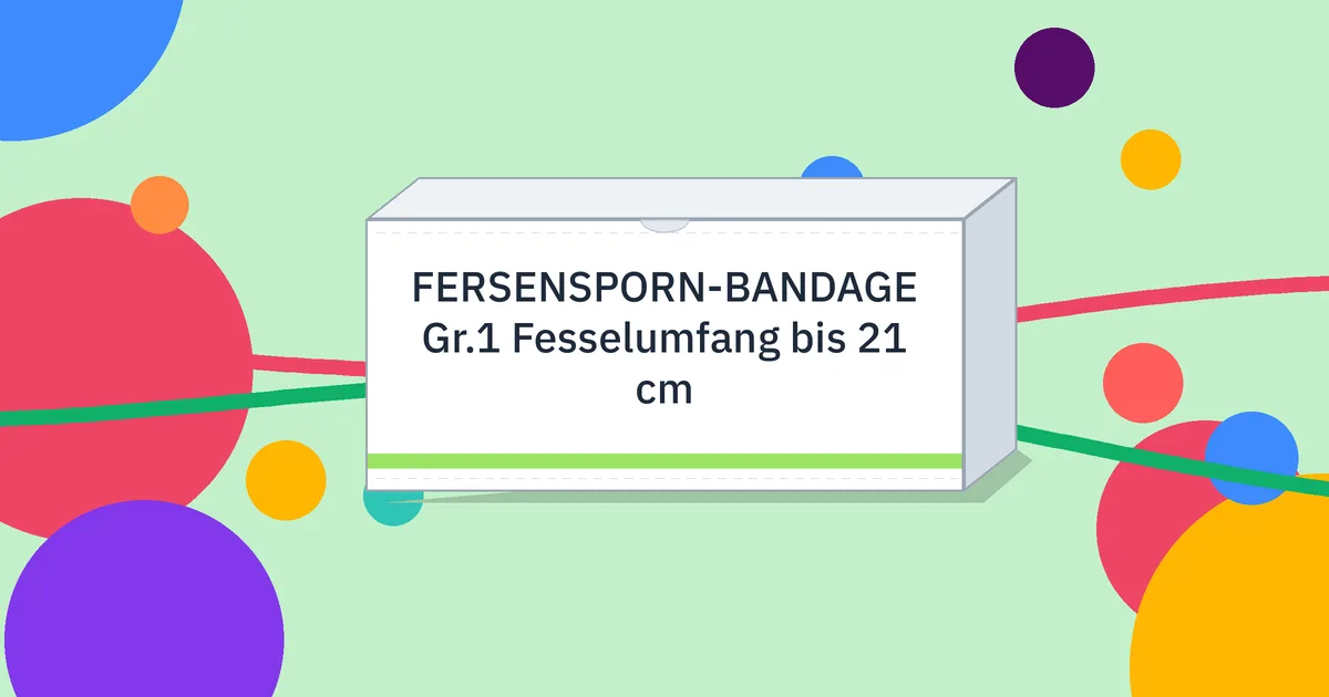 Symbolbild: Packung mit der Aufschrift FERSENSPORN-BANDAGE Gr.1 Fesselumfang bis 21 cm (PZN 13909077) – Verfügbarkeit und Bezug in Apotheken in Frankfurt am Main