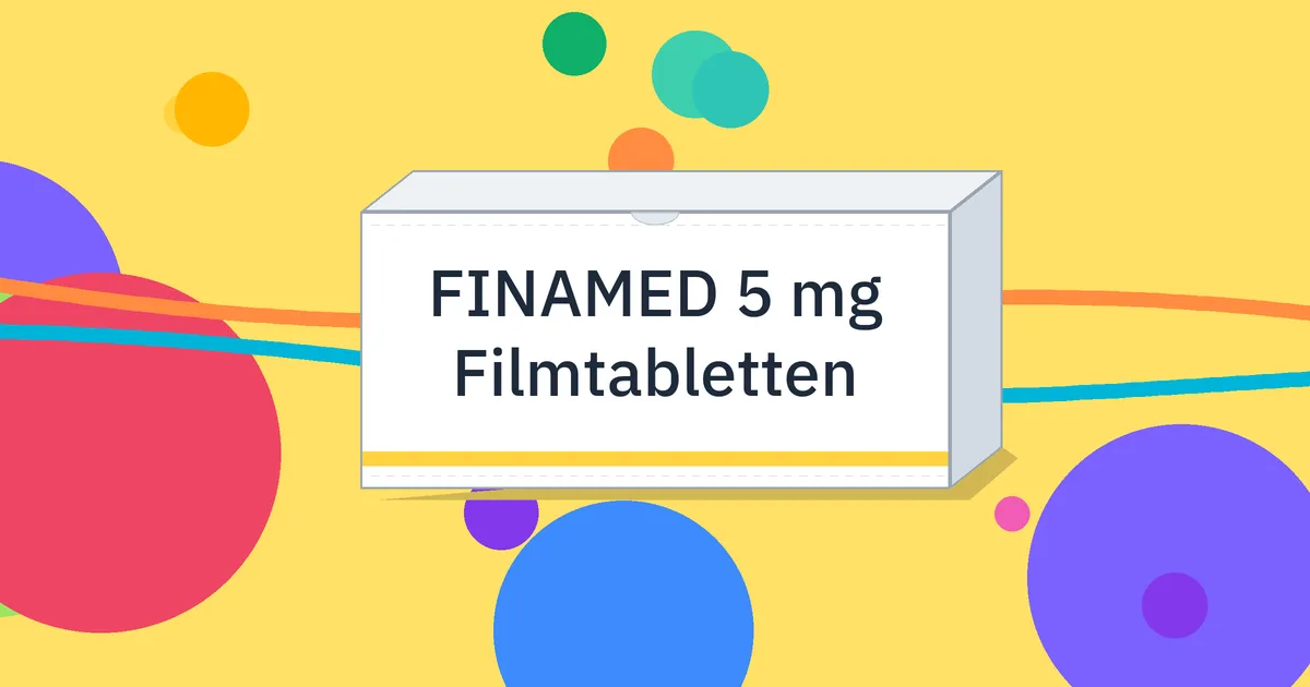 Symbolbild: Packung mit der Aufschrift FINAMED 5 mg Filmtabletten (PZN 01902319) – Verfügbarkeit und Bezug in Apotheken in Frankfurt am Main
