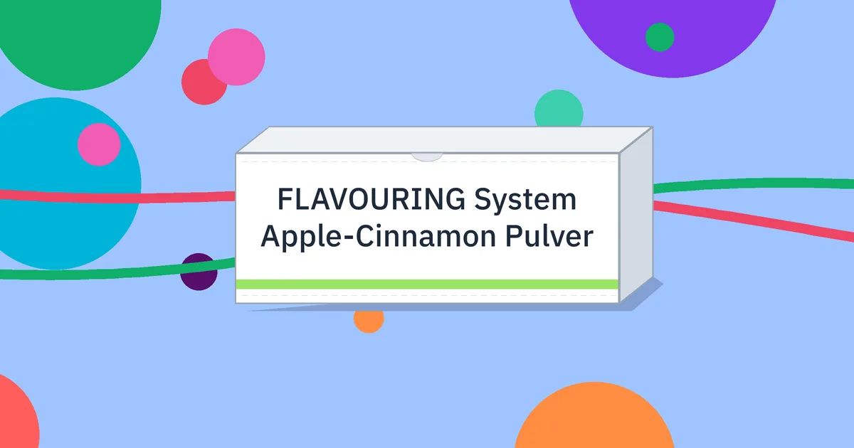 Symbolbild: Packung mit der Aufschrift FLAVOURING System Apple-Cinnamon Pulver (PZN 13235207) – Verfügbarkeit und Bezug in Apotheken in Frankfurt am Main