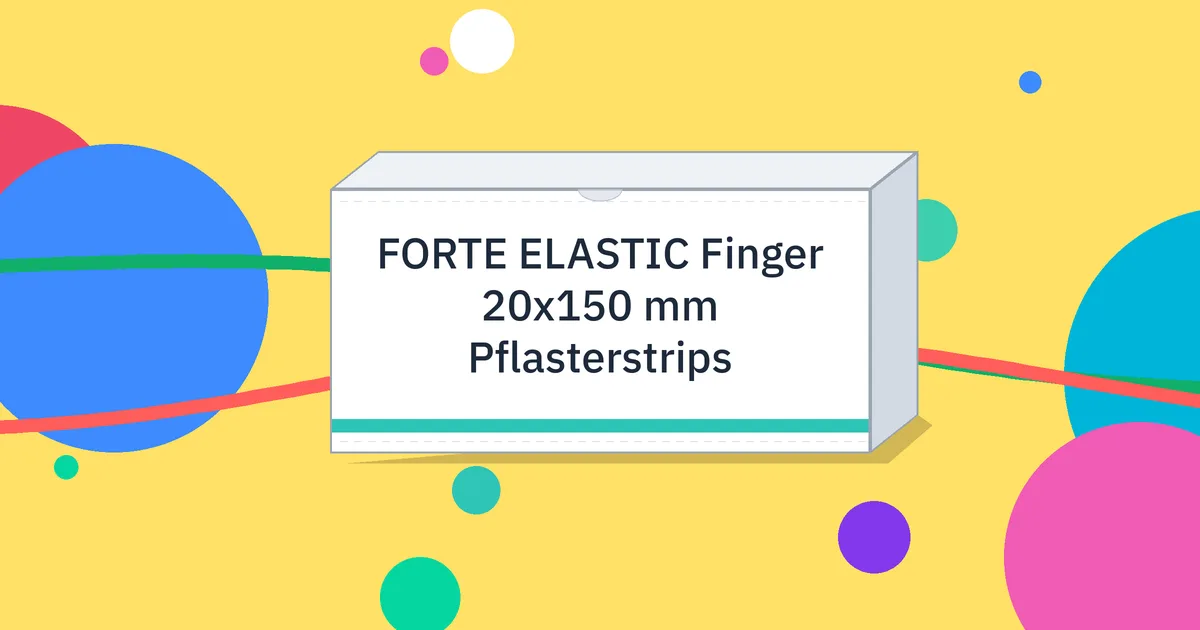 Symbolbild: Packung mit der Aufschrift FORTE ELASTIC Finger 20x150 mm Pflasterstrips (PZN 17617124) – Verfügbarkeit und Bezug in Apotheken in Frankfurt am Main