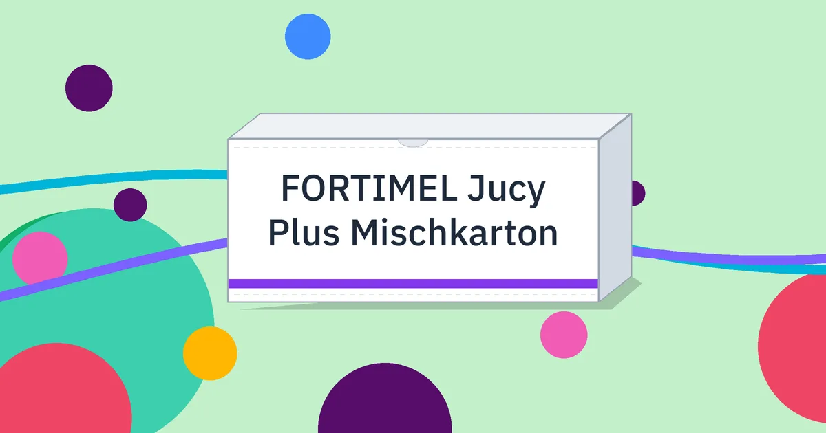 Symbolbild: Packung mit der Aufschrift FORTIMEL Jucy Plus Mischkarton (PZN 19350814) – Verfügbarkeit und Bezug in Apotheken in Frankfurt am Main