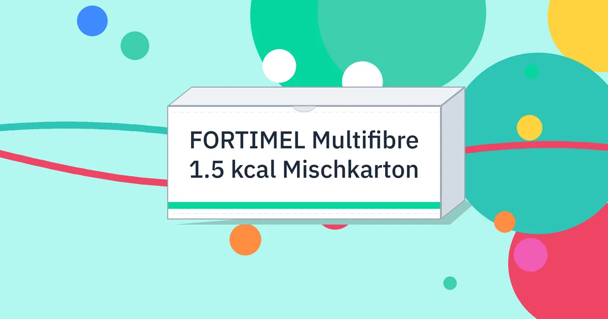 Symbolbild: Packung mit der Aufschrift FORTIMEL Multifibre 1.5 kcal Mischkarton (PZN 19923606) – Verfügbarkeit und Bezug in Apotheken in Frankfurt am Main