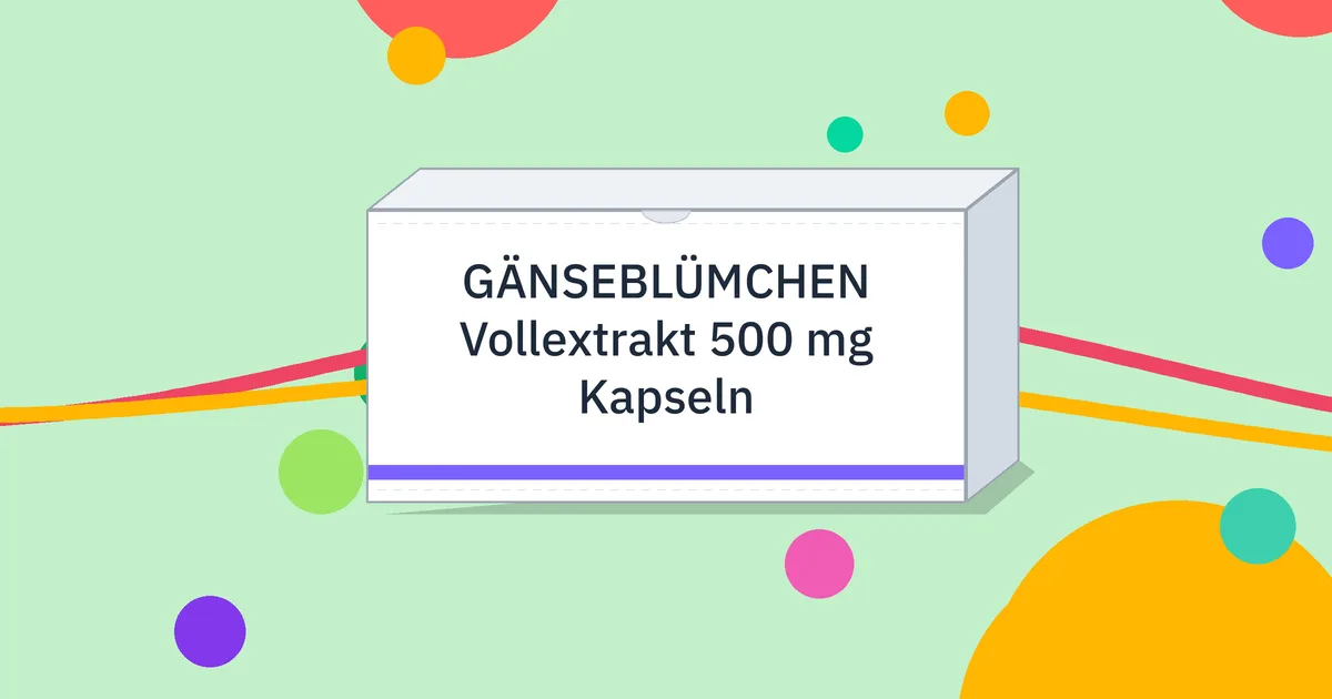 Symbolbild: Packung mit der Aufschrift GÄNSEBLÜMCHEN Vollextrakt 500 mg Kapseln (PZN 15881288) – Verfügbarkeit und Bezug in Apotheken in Frankfurt am Main