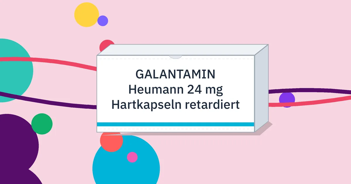 Symbolbild: Packung mit der Aufschrift GALANTAMIN Heumann 24 mg Hartkapseln retardiert (PZN 06195401) – Verfügbarkeit und Bezug in Apotheken in Frankfurt am Main