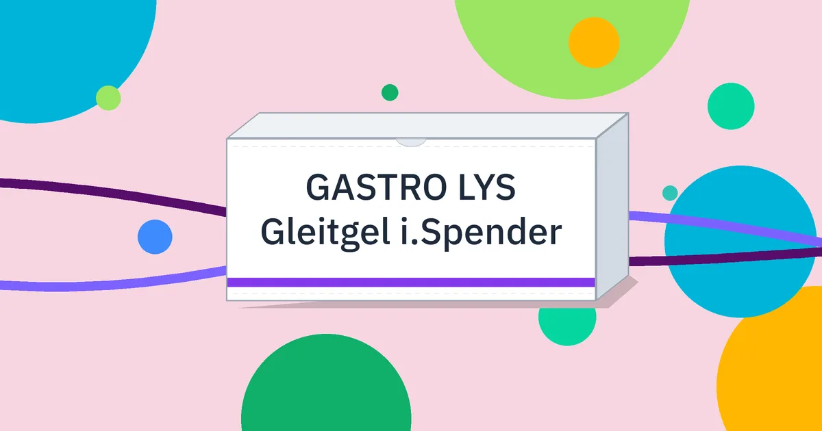 Symbolbild: Packung mit der Aufschrift GASTRO LYS Gleitgel i.Spender (PZN 06495161) – Verfügbarkeit und Bezug in Apotheken in Frankfurt am Main