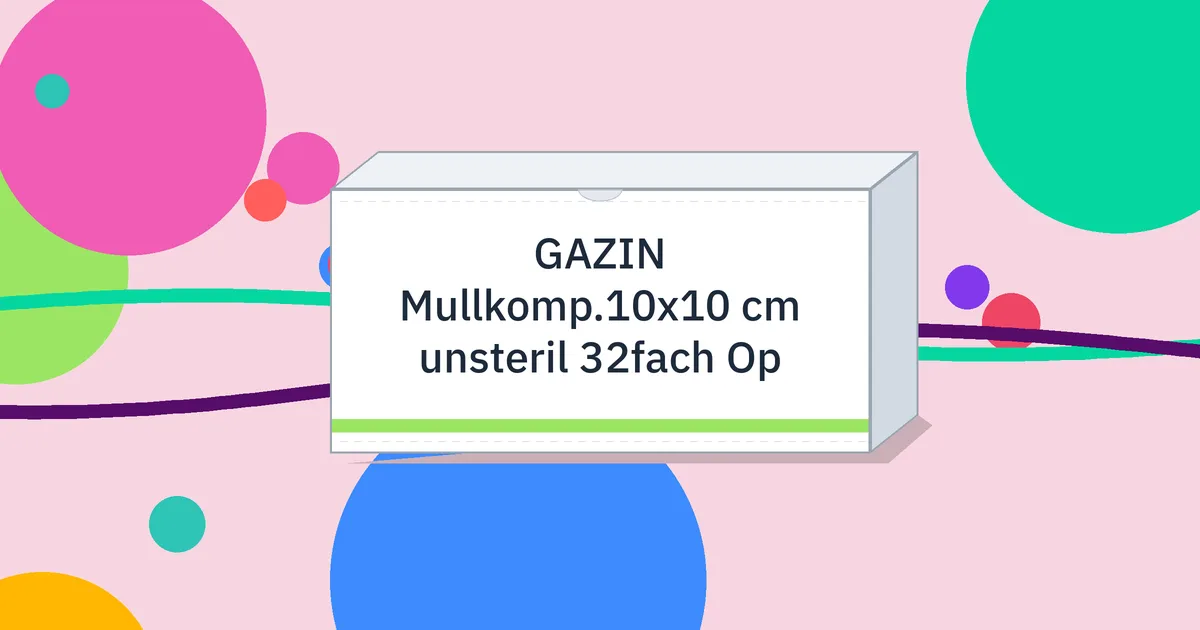 Symbolbild: Packung mit der Aufschrift GAZIN Mullkomp.10x10 cm unsteril 32fach Op (PZN 18373463) – Verfügbarkeit und Bezug in Apotheken in Frankfurt am Main