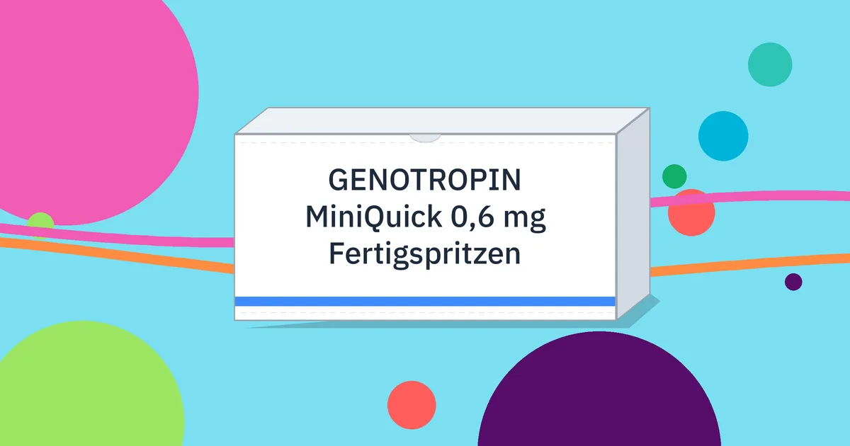Symbolbild: Packung mit der Aufschrift GENOTROPIN MiniQuick 0,6 mg Fertigspritzen (PZN 02875576) – Verfügbarkeit und Bezug in Apotheken in Frankfurt am Main