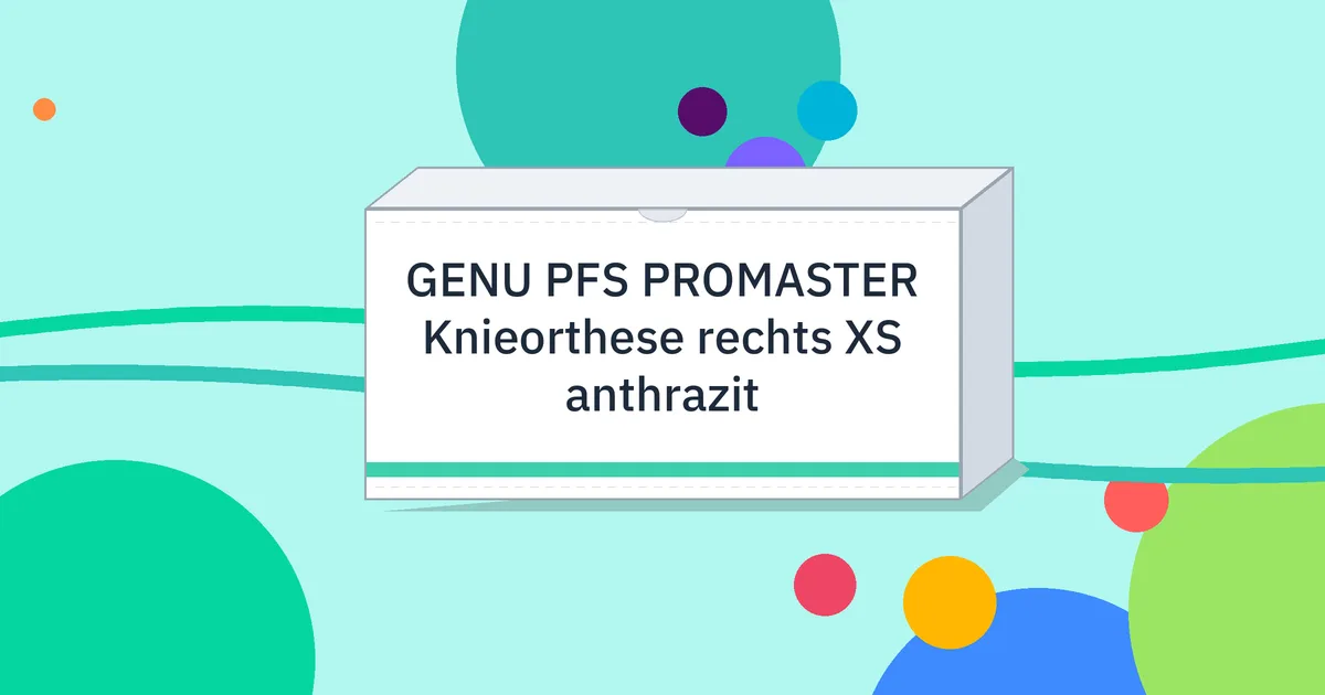 Symbolbild: Packung mit der Aufschrift GENU PFS PROMASTER Knieorthese rechts XS anthrazit (PZN 12490742) – Verfügbarkeit und Bezug in Apotheken in Frankfurt am Main