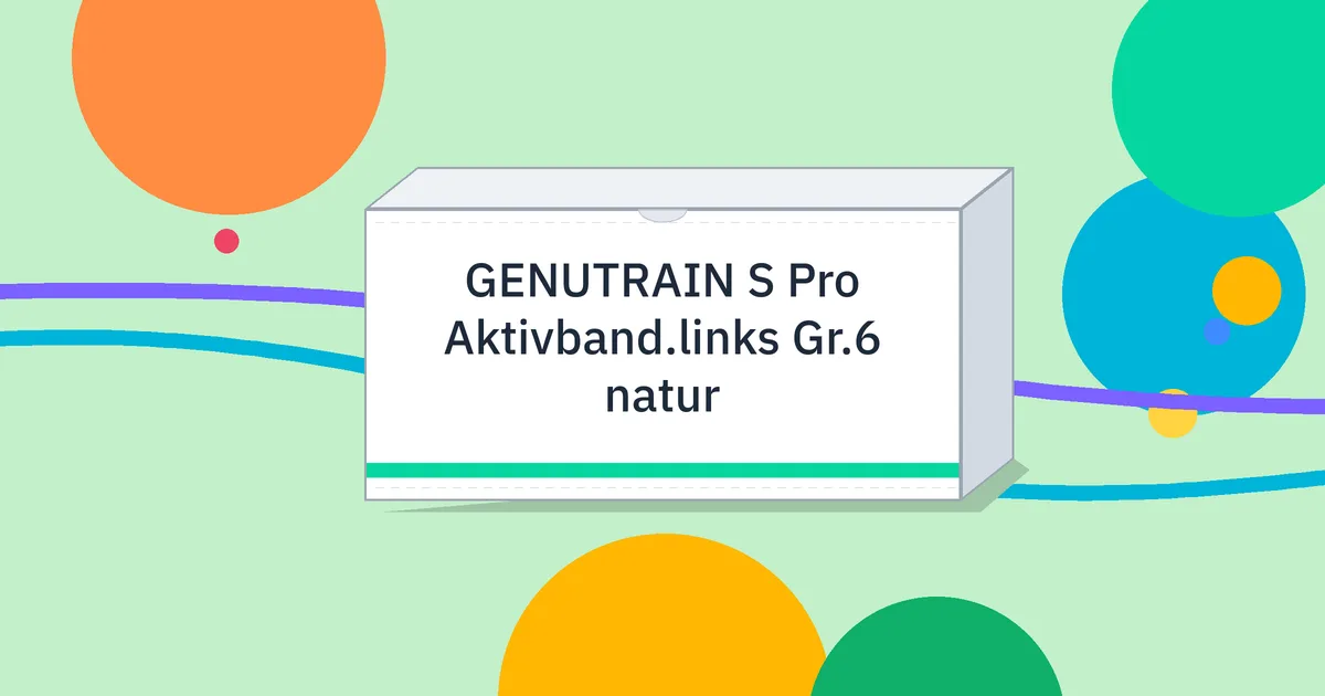 Symbolbild: Packung mit der Aufschrift GENUTRAIN S Pro Aktivband.links Gr.6 natur (PZN 09337072) – Verfügbarkeit und Bezug in Apotheken in Frankfurt am Main