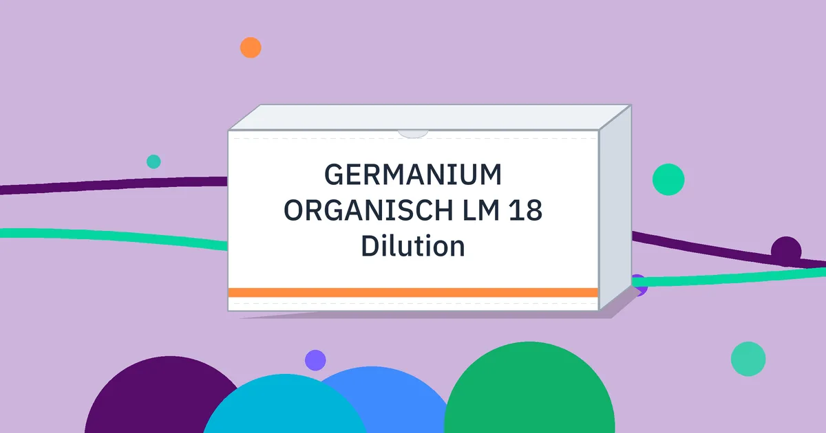 Symbolbild: Packung mit der Aufschrift GERMANIUM ORGANISCH LM 18 Dilution (PZN 16363839) – Verfügbarkeit und Bezug in Apotheken in Frankfurt am Main