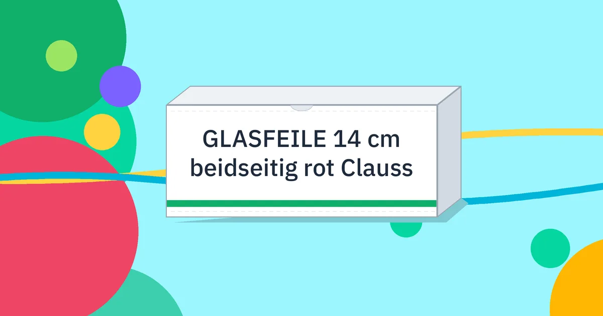 Symbolbild: Packung mit der Aufschrift GLASFEILE 14 cm beidseitig rot Clauss (PZN 16879951) – Verfügbarkeit und Bezug in Apotheken in Frankfurt am Main