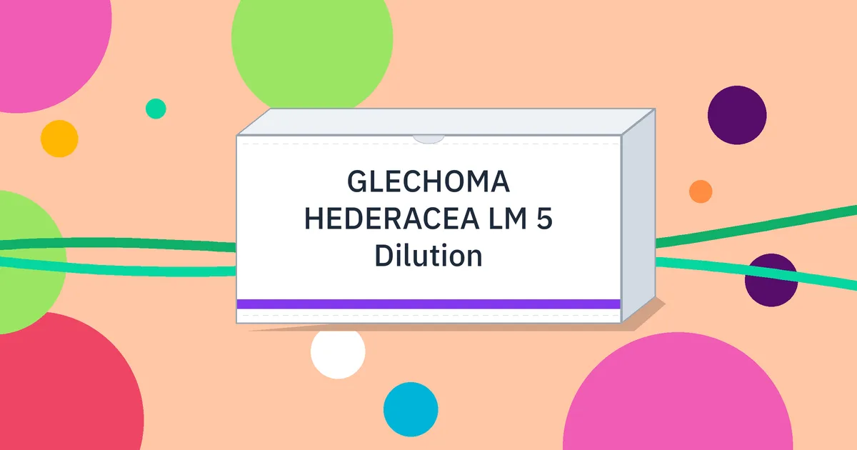 Symbolbild: Packung mit der Aufschrift GLECHOMA HEDERACEA LM 5 Dilution (PZN 13543185) – Verfügbarkeit und Bezug in Apotheken in Frankfurt am Main