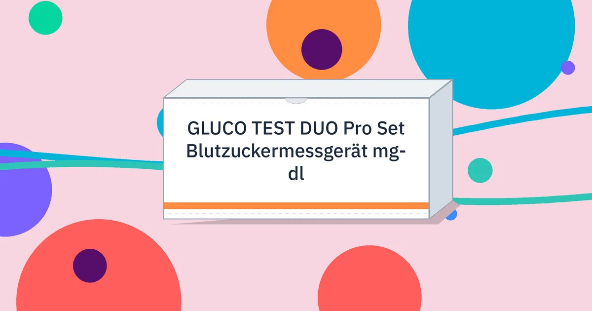 Symbolbild: Packung mit der Aufschrift GLUCO TEST DUO Pro Set Blutzuckermessgerät mg-dl (PZN 19782175) – Verfügbarkeit und Bezug in Apotheken in Frankfurt am Main