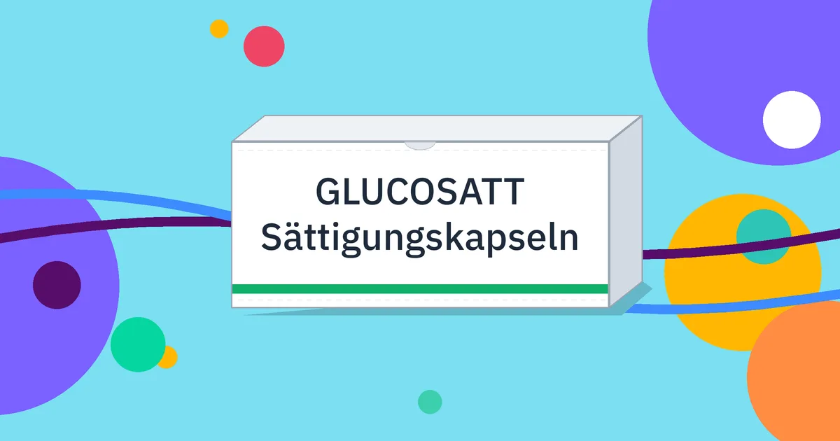 Symbolbild: Packung mit der Aufschrift GLUCOSATT Sättigungskapseln (PZN 18393678) – Verfügbarkeit und Bezug in Apotheken in Frankfurt am Main