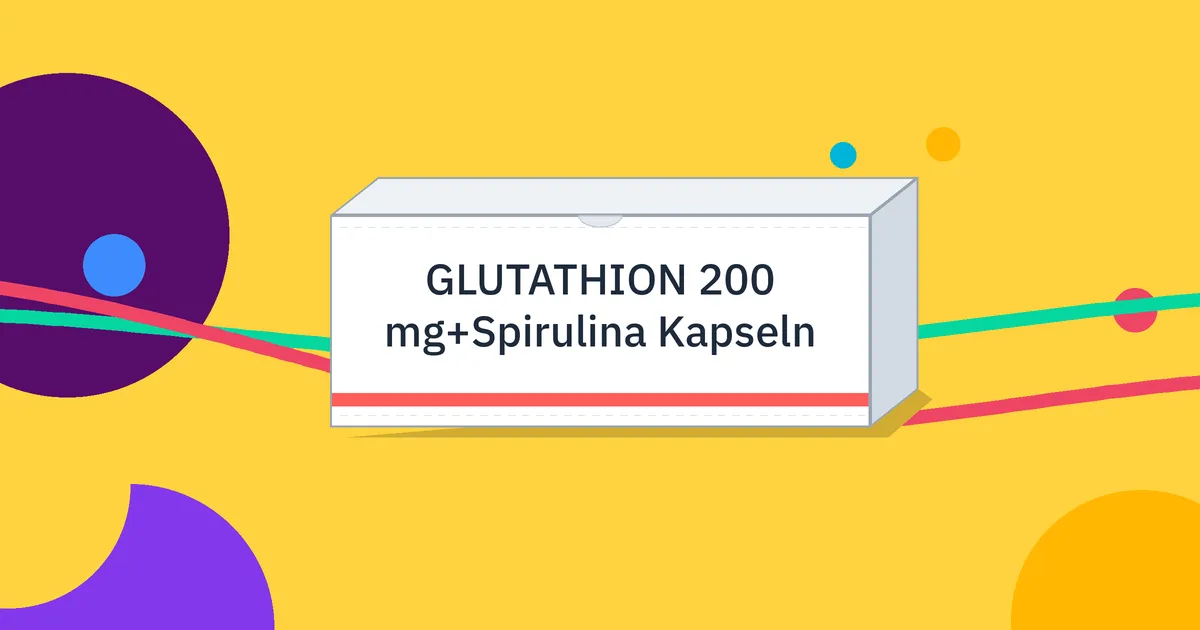 Symbolbild: Packung mit der Aufschrift GLUTATHION 200 mg+Spirulina Kapseln (PZN 05526333) – Verfügbarkeit und Bezug in Apotheken in Frankfurt am Main