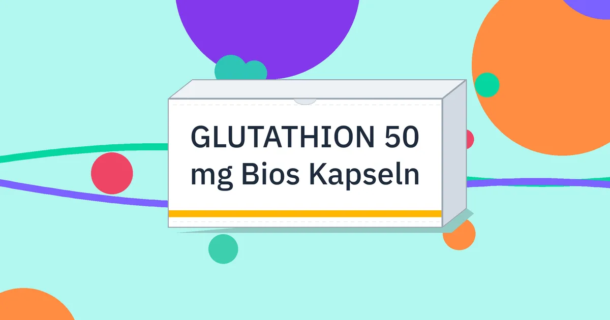 Symbolbild: Packung mit der Aufschrift GLUTATHION 50 mg Bios Kapseln (PZN 01104730) – Verfügbarkeit und Bezug in Apotheken in Frankfurt am Main