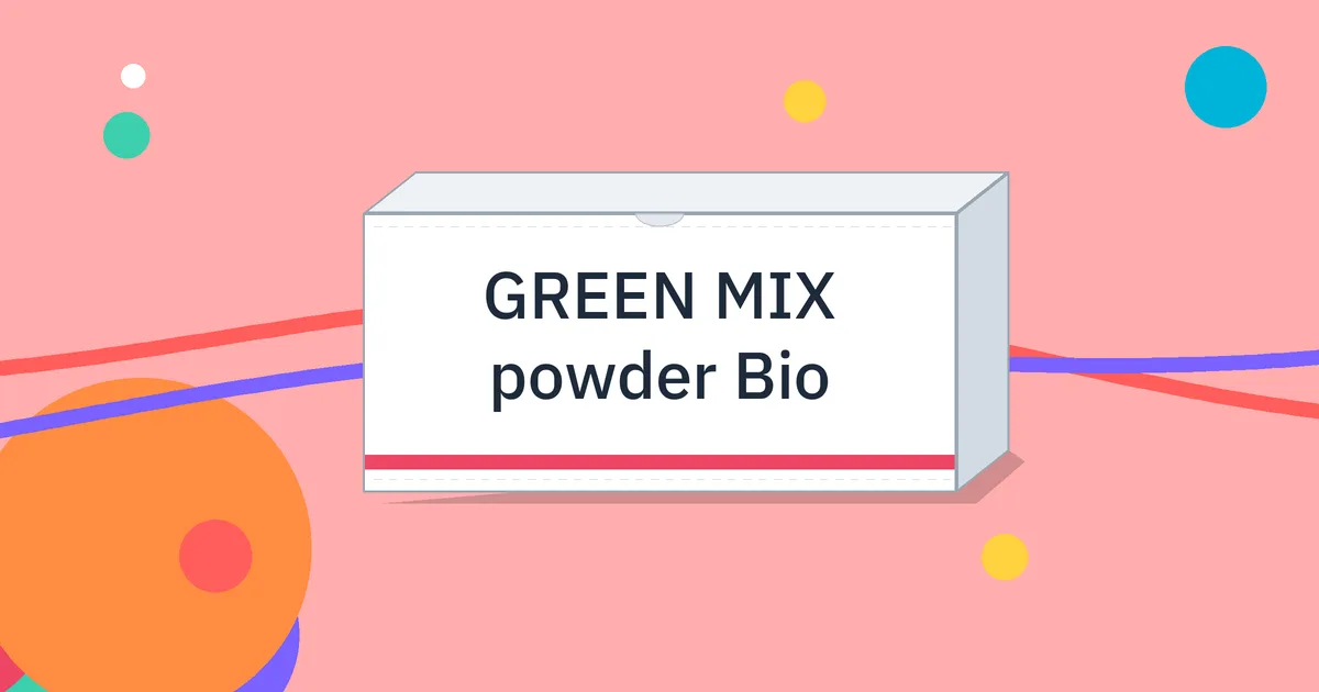 Symbolbild: Packung mit der Aufschrift GREEN MIX powder Bio (PZN 18412602) – Verfügbarkeit und Bezug in Apotheken in Frankfurt am Main