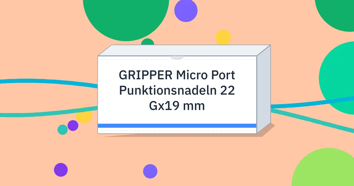 Symbolbild: Packung mit der Aufschrift GRIPPER Micro Port Punktionsnadeln 22 Gx19 mm (PZN 00237819) – Verfügbarkeit und Bezug in Apotheken in Frankfurt am Main