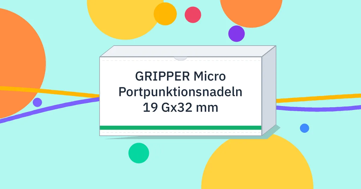 Symbolbild: Packung mit der Aufschrift GRIPPER Micro Portpunktionsnadeln 19 Gx32 mm (PZN 11580590) – Verfügbarkeit und Bezug in Apotheken in Frankfurt am Main