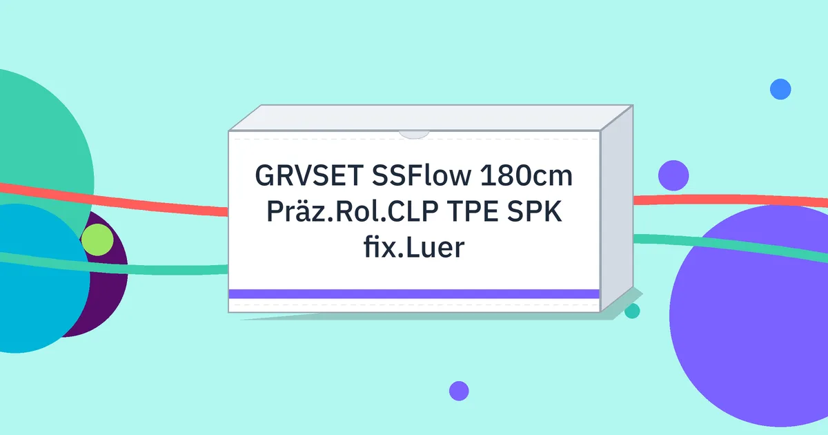 Symbolbild: Packung mit der Aufschrift GRVSET SSFlow 180cm Präz.Rol.CLP TPE SPK fix.Luer (PZN 17898985) – Verfügbarkeit und Bezug in Apotheken in Frankfurt am Main